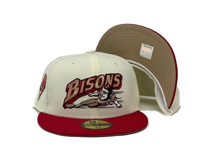 Buffalo Bisons International League Off-white Red 59Fifty Fitted Hat by ...