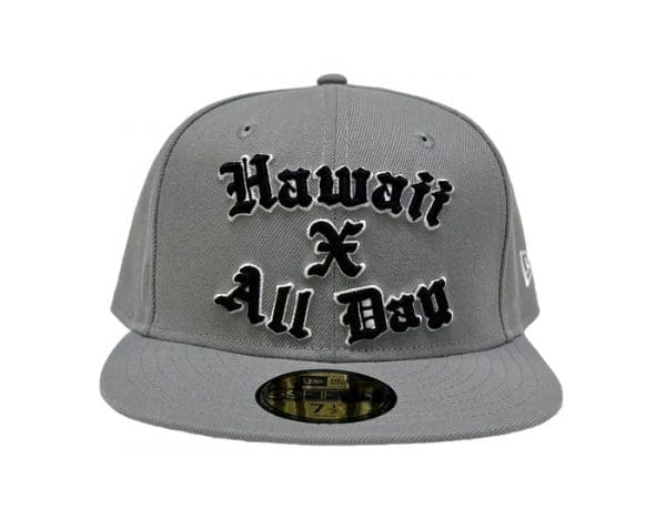 Hawaii x All Day Grey Black 59Fifty Fitted Hat by 808allday x New Era ...