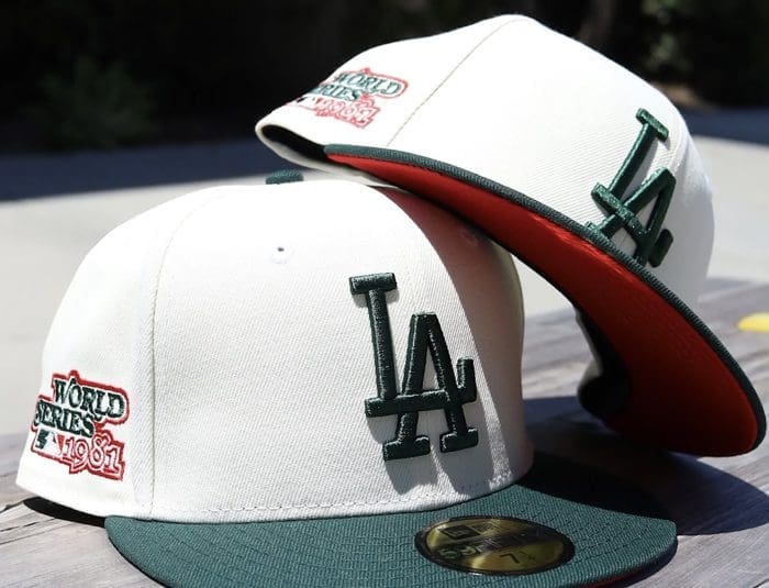 Los Angeles Dodgers 1981 World Series Ivory Green 59Fifty Fitted Hat by ...