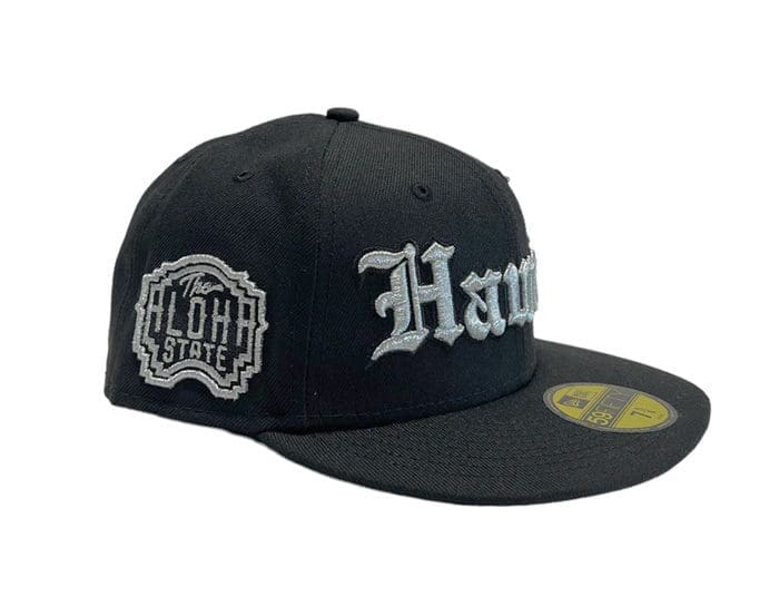 Hawaii Black Metallic Silver 59Fifty Fitted Hat by 808allday x New Era ...