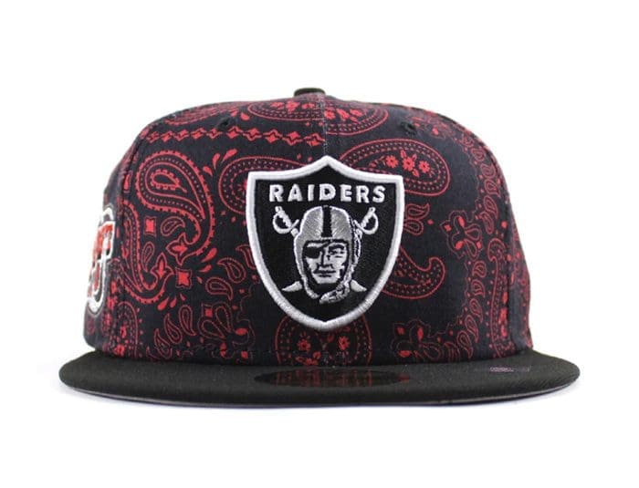 Las Vegas Raiders 1998 Draft Red Paisley Black 59Fifty Fitted Hat by ...