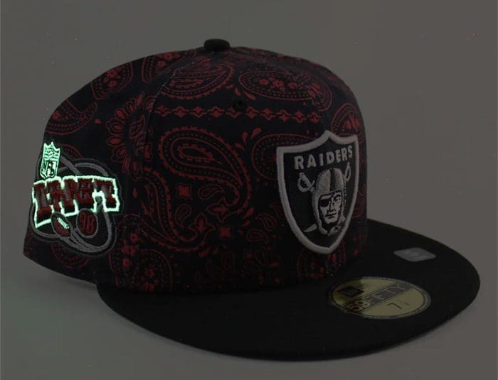Las Vegas Raiders 1998 Draft Red Paisley Black 59Fifty Fitted Hat by ...