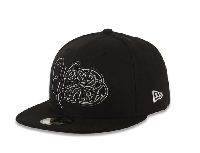 West Coast Script Logo Black White 59Fifty Fitted Hat by New Era ...