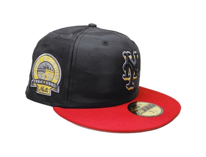 New York Mets Shea Stadium Black Red Gold 59Fifty Fitted Hat by MLB x ...